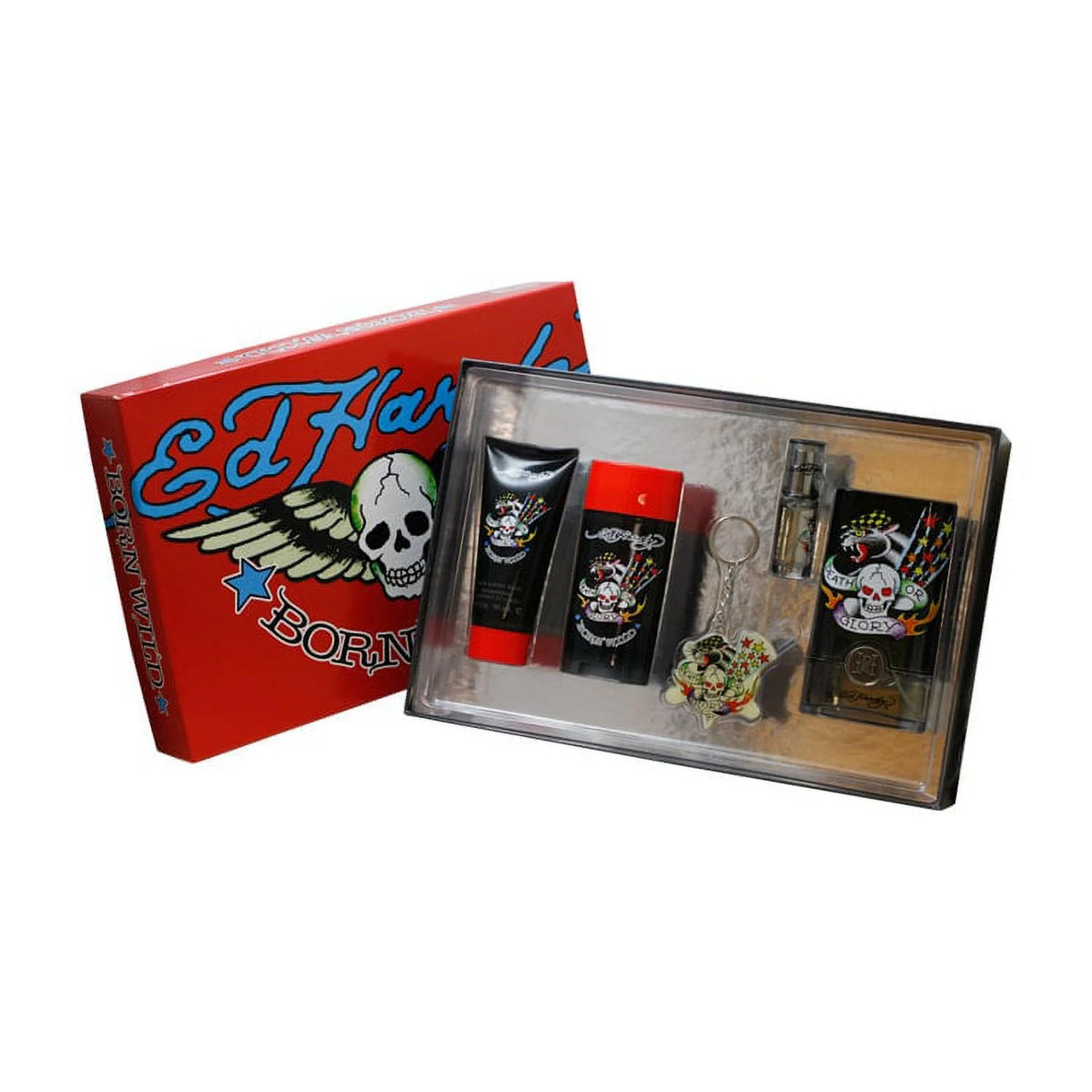 ED HARDY Born Wild 5 Piece Gift Set EAU DE TOILETTE SPRAY FOR MEN ...